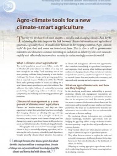 Agro-climate tools for a new climate-smart agriculture