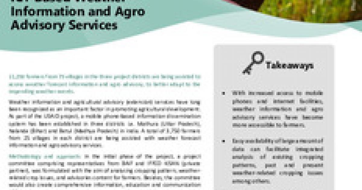 ICT Based Weather Information and Agro Advisory Services