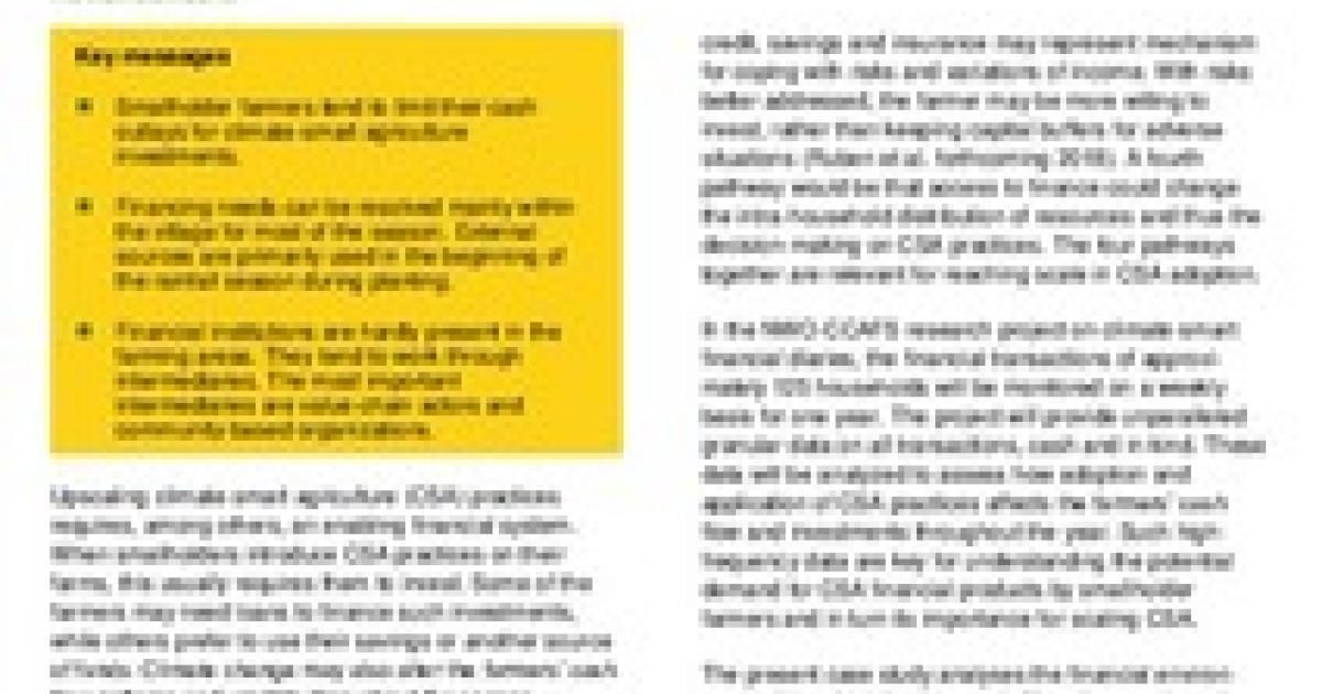 Financial landscape mapping for climate-smart agriculture in the Nyando ...