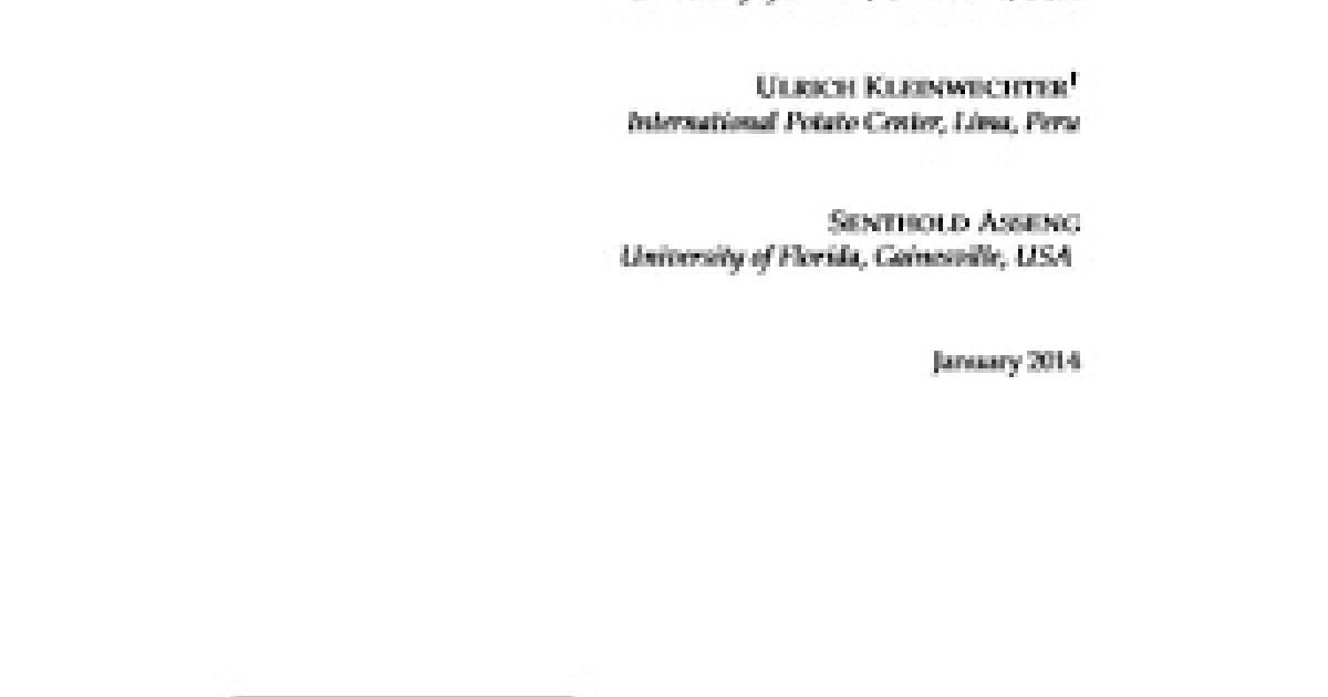 Virtual Potato Crop Modeling A Comparison Of Genetic Coefficients Of The Dssat Substor Potato