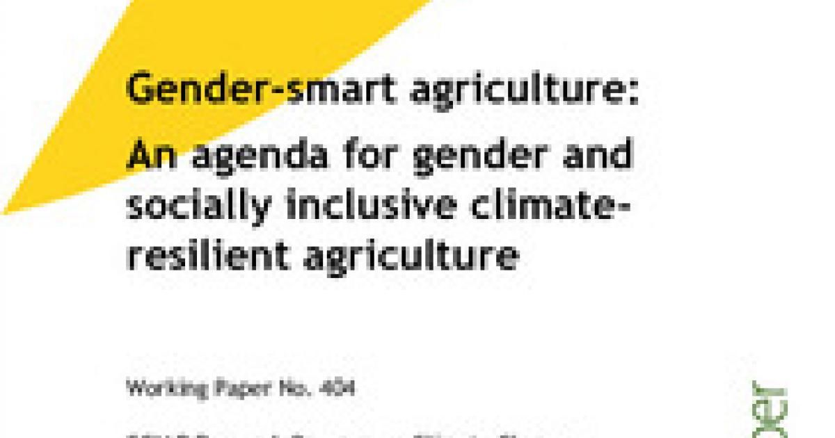 Gender-smart agriculture: An agenda for gender and socially inclusive ...