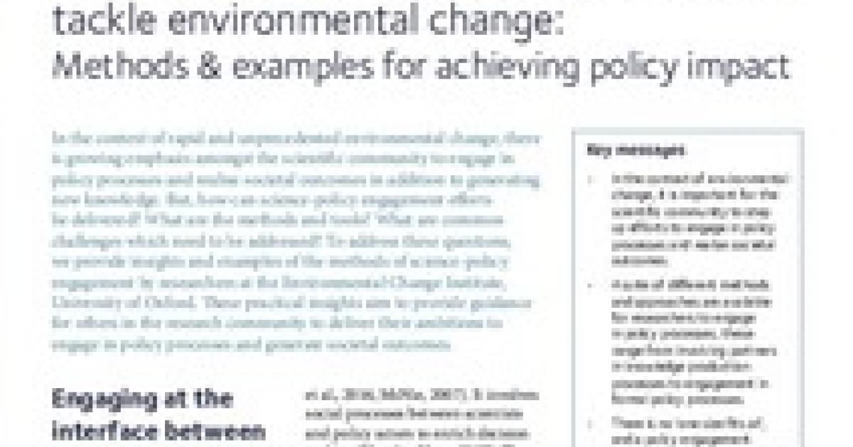 Stepping up science-policy engagement to tackle environmental change ...